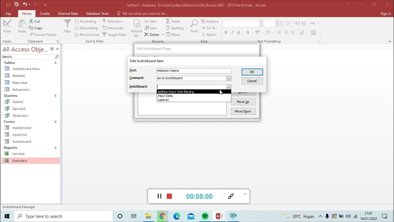 Pembuatan SwitchBoard MS ACCESS..... - YouTube