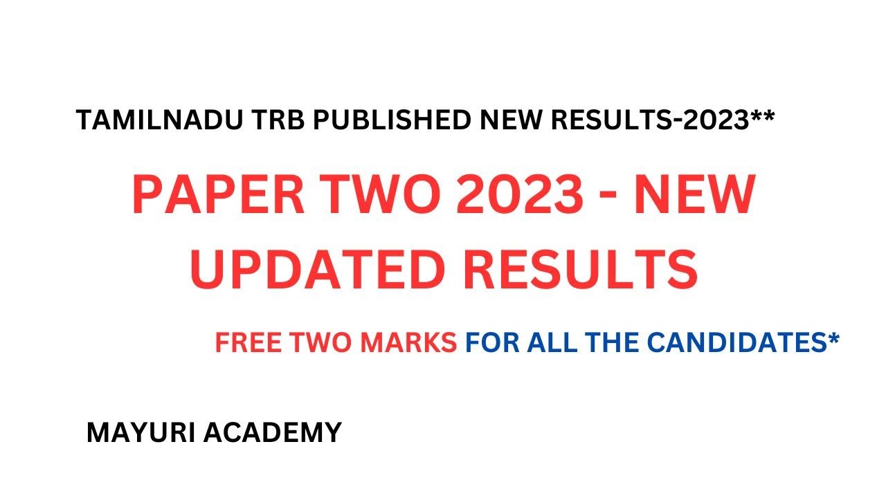 TRB Updated Modified New Paper TWO Results -2023 - YouTube