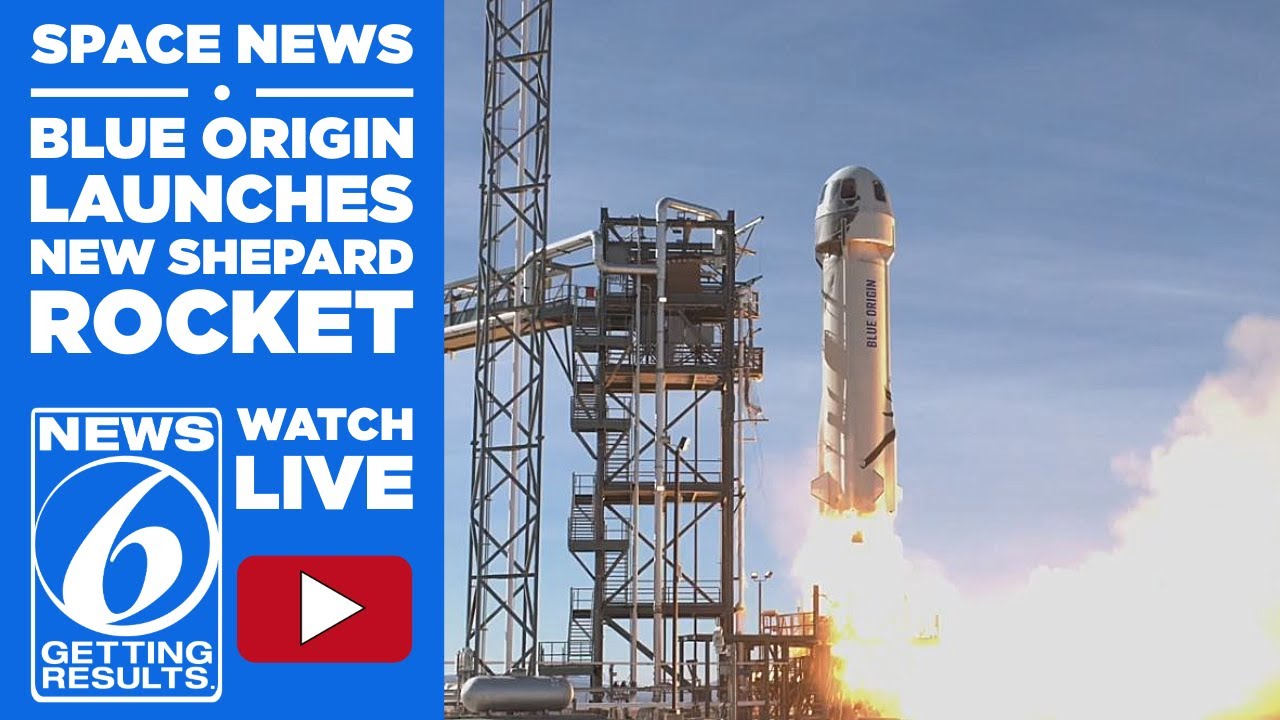 Blue Origin launches crewed mission of New Shepard rocket - YouTube