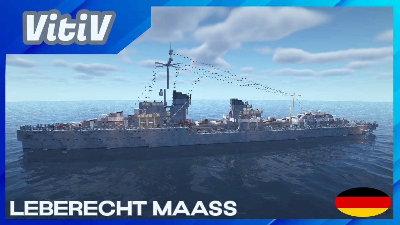 KMS Z1 Leberecht Maass - Type 1934 Destroyer - Minecraft - YouTube