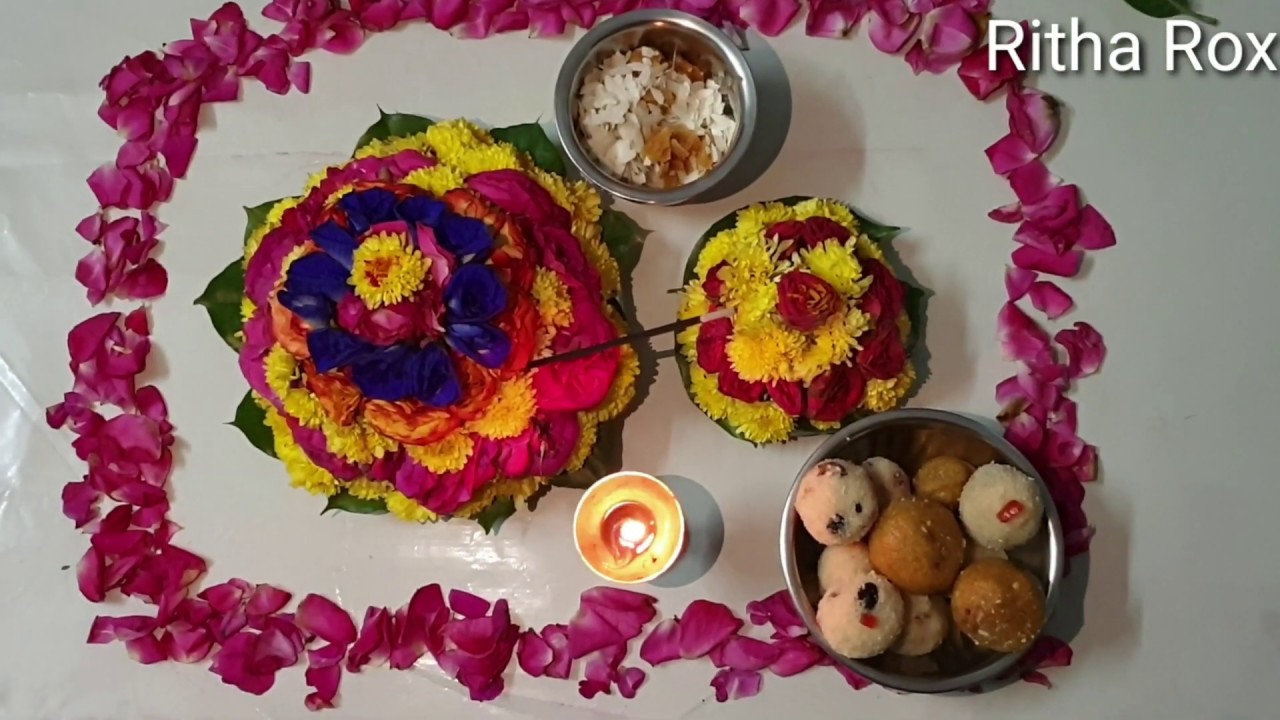 Easy Bathukamma making/సులభంగా బతుకమ్మ చేసే పద్ధతి/Telangana flower ...