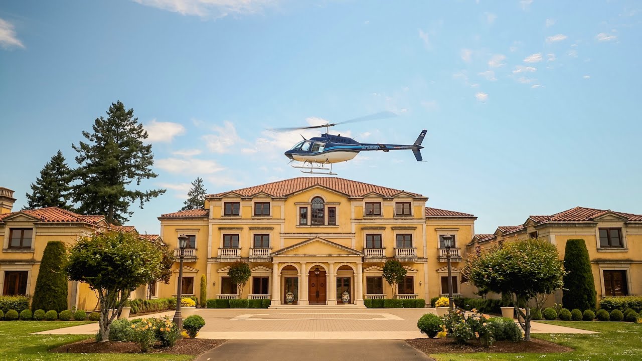 Helicopter Ride to a 26,000 SQARE FOOT MANSION - YouTube