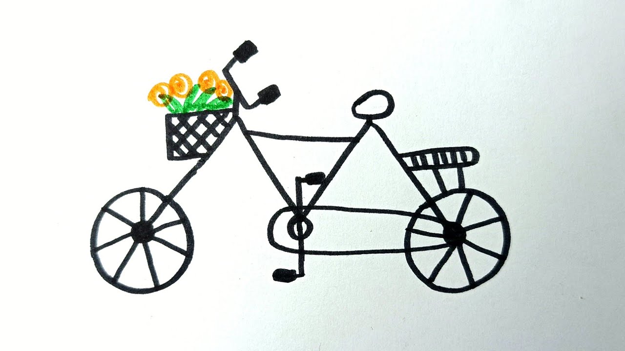 How to Draw a Cycle| Easy Cycle Drawing|Bicycle drawing Simple method ...
