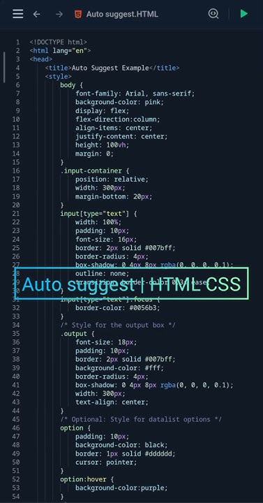 Auto Suggest Html Css Beginnerscoding Codingcommunity Easycoding Cssforbeginners Youtube 