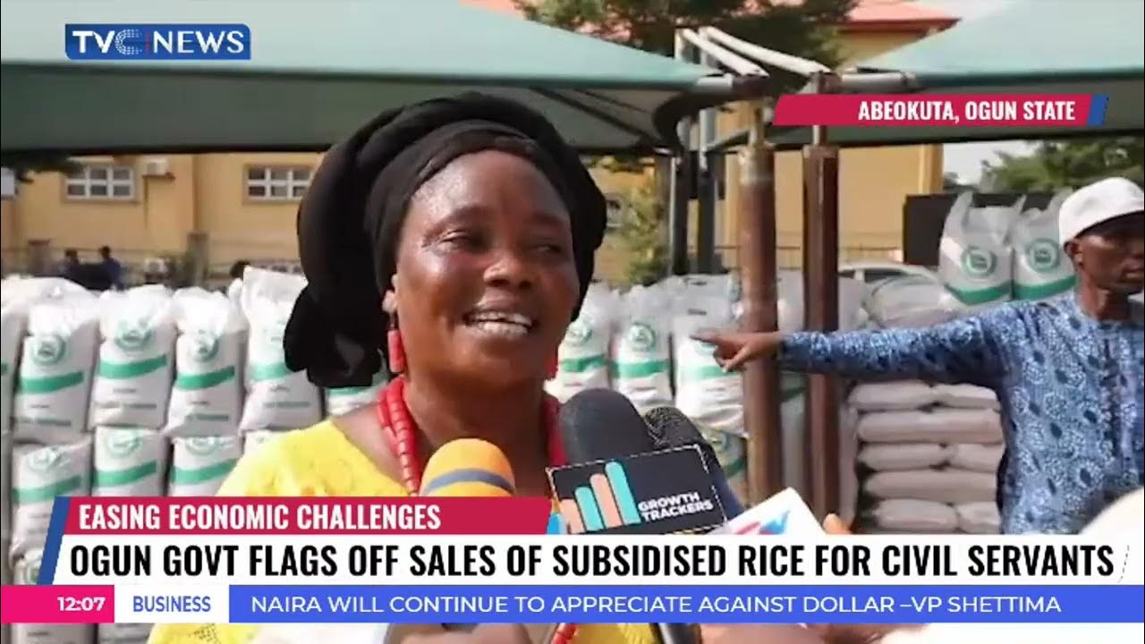 Ogun State Govt Flags Off Sales of Subsidised Rice for Civil Servants - YouTube