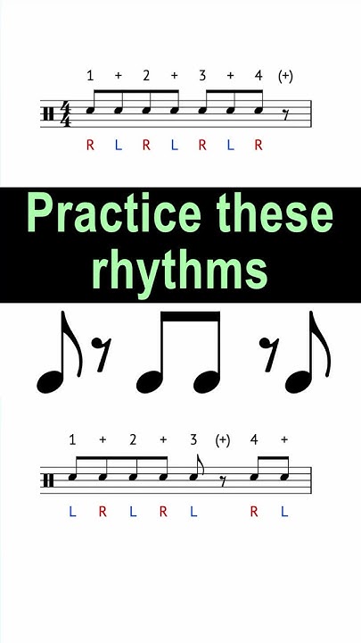 8th note, 8th rest rhythm exercise @ 90 bpm #rhythmpractice #drumlesson ...