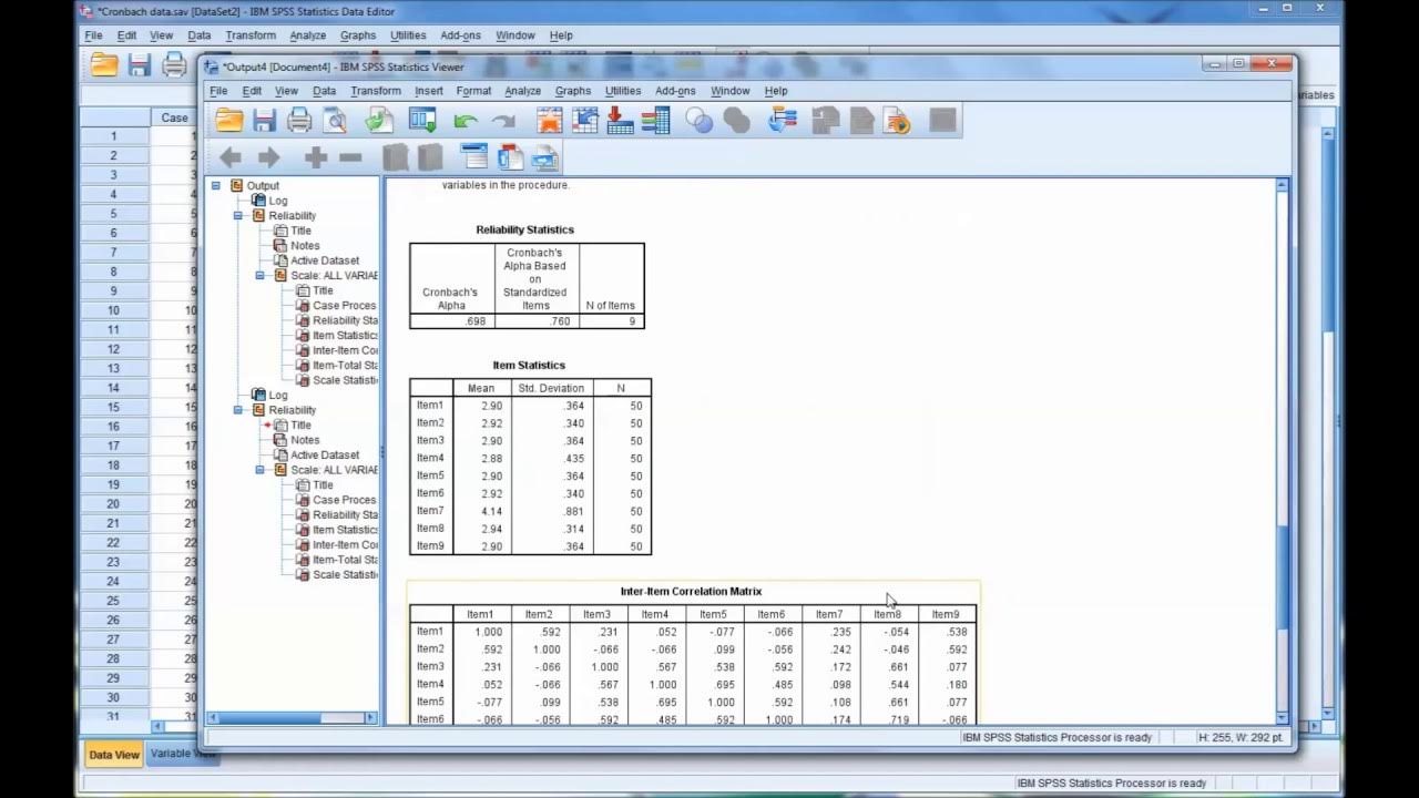 Calculating and Interpreting Cronbach's Alpha Using SPSS - YouTube