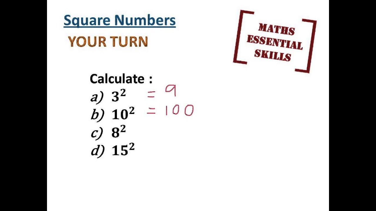 Essential Skills - Square numbers - YouTube