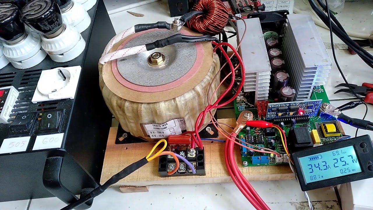 trafo inverter 24v 1000w dan module inverter 8 mosfet hy4008 - YouTube