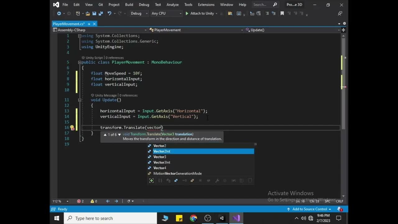 Player Movement Unity 3d C Script Programming Challenge Youtube