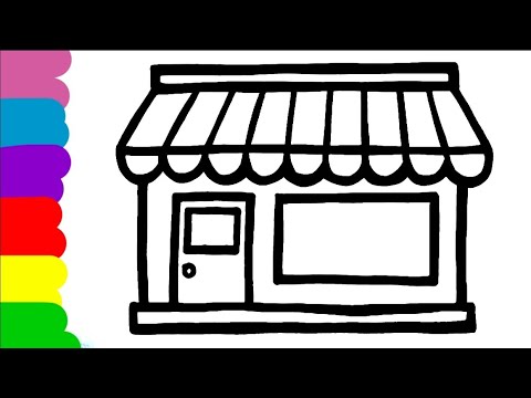 Colourful Shop Drawing for kids| How to Draw A cute Shop|| - YouTube