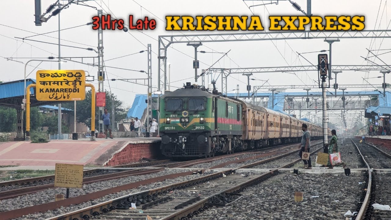 Late Running Krishna Exp 😮 //17406 Adilabad - Tirupati Krishna Exp Departing Kamareddy - YouTube
