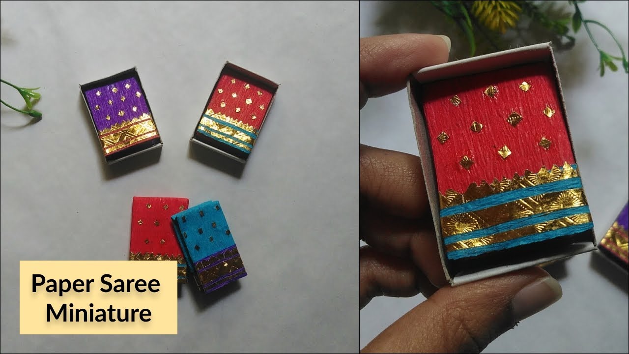 How to make paper saree/ Saree Miniature/ DIY paper craft/ Wedding ...