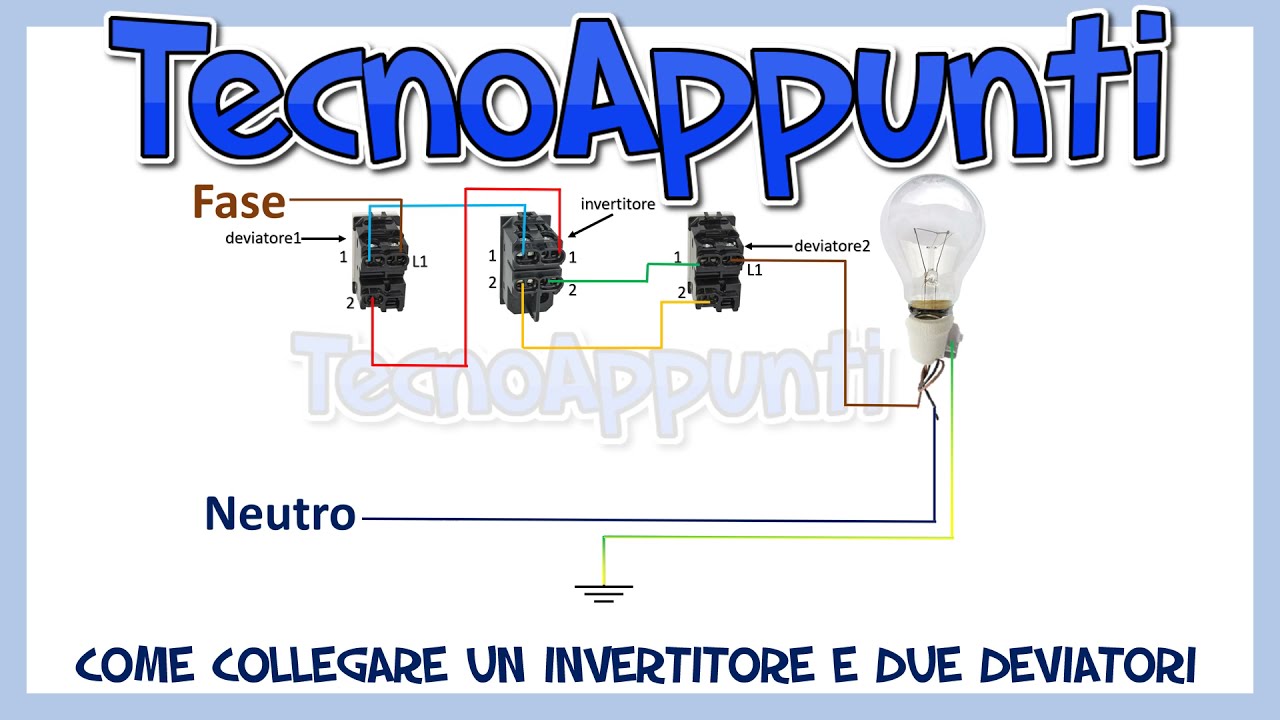 come collegare un invertitore e due deviatori - YouTube