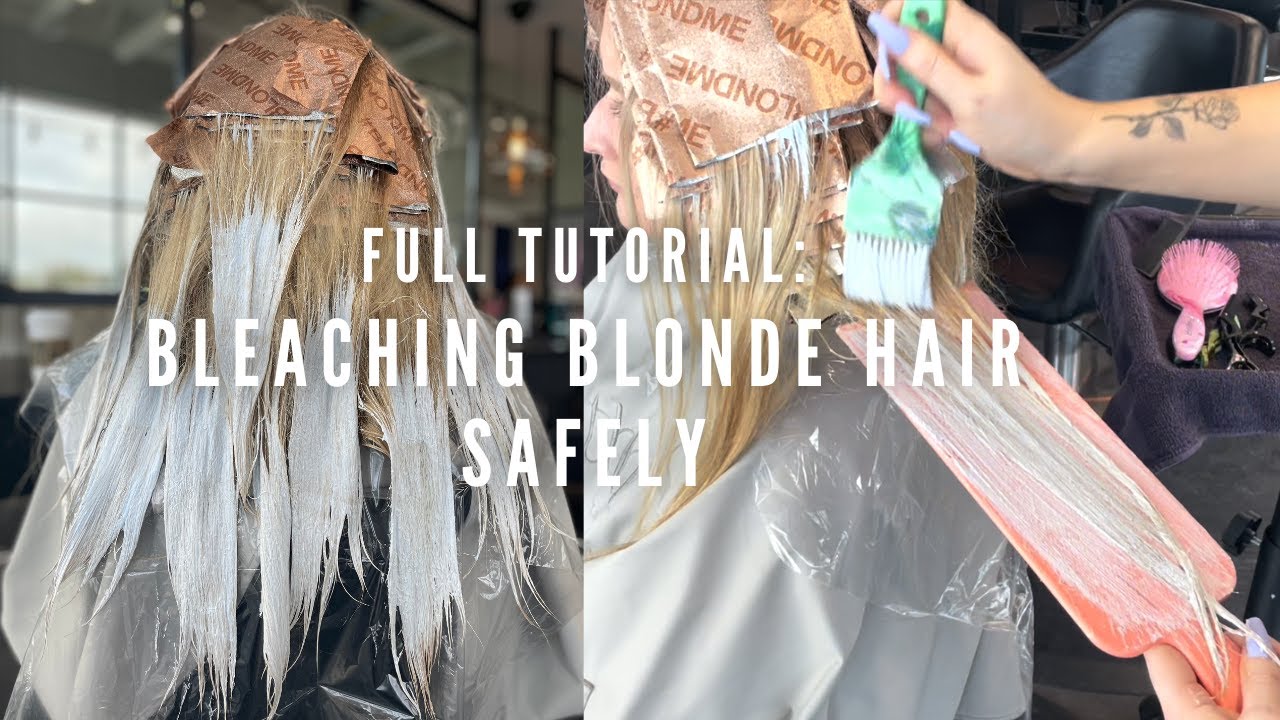 Going Blonder - Bleaching blonde hair safely - no breakage balayage highlight tutorial with ...