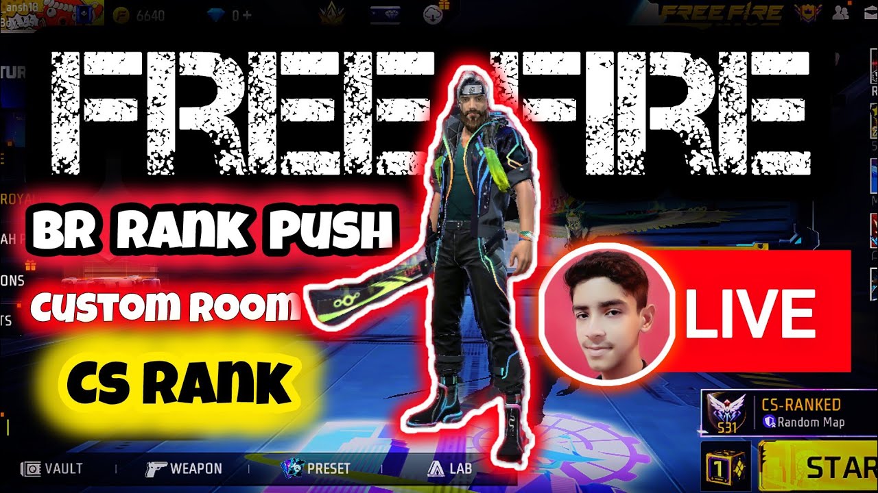 Live 🔴 Free Fire Rank Push in BR Rank and we are play Custom room and ...