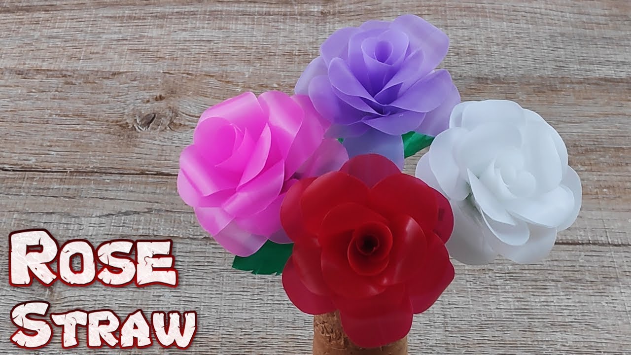 DIY Rose Flower from Drinking Plastic | How to Fold Beautiful Straw ...