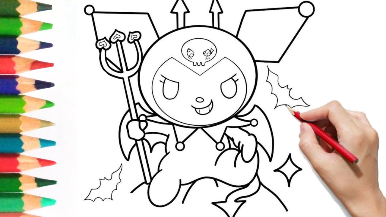 Kuromi Little Devil "Rival" Hello Kitty Drawing and Coloring Step by ...