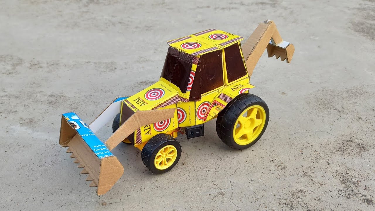 how to make JCB at home from matchbox - Diy Amazing JCB Backhoe Loader ...