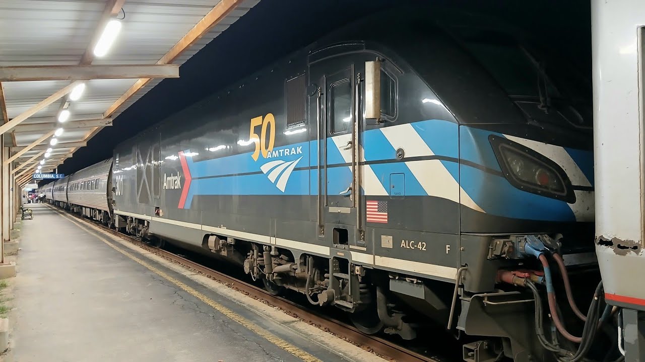 Amtrak 41 Arrives Into The Columbia SC Station With AMTK 301 Trailing ...