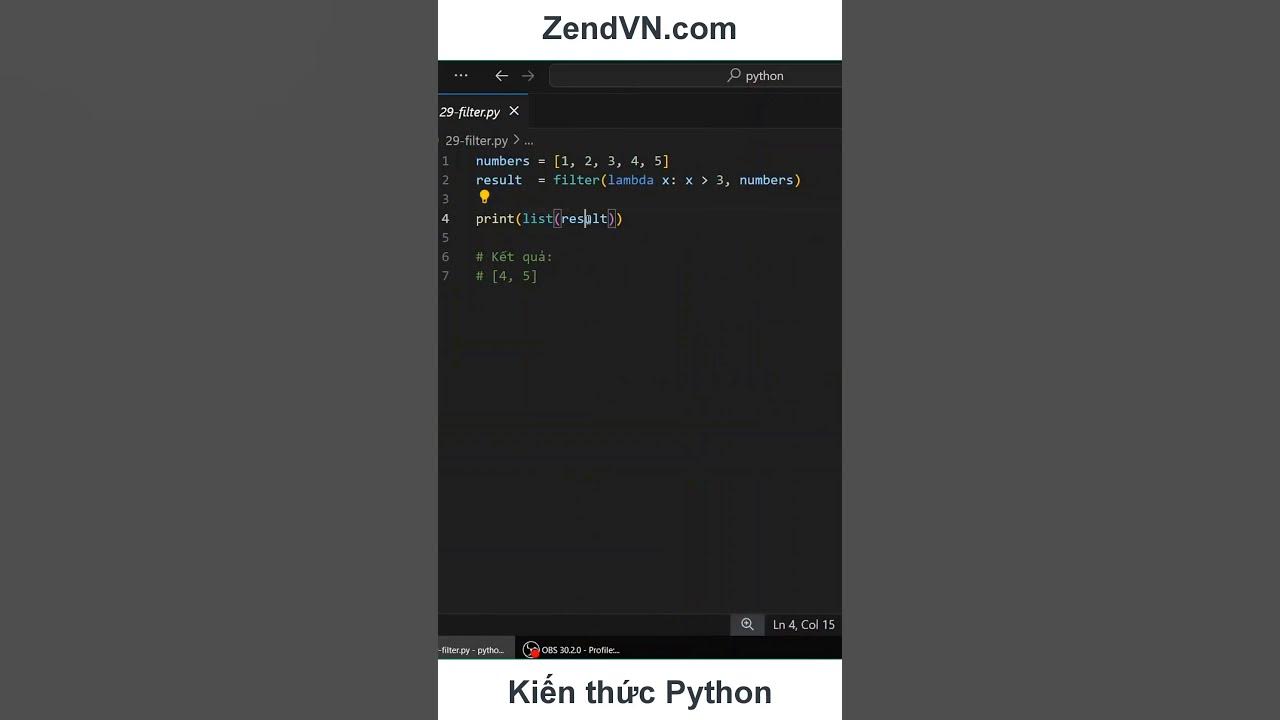 Các hàm thông dụng trong Python - 29 - Filter #python #laptrinhpython #hocpython #phamvuongquy ...