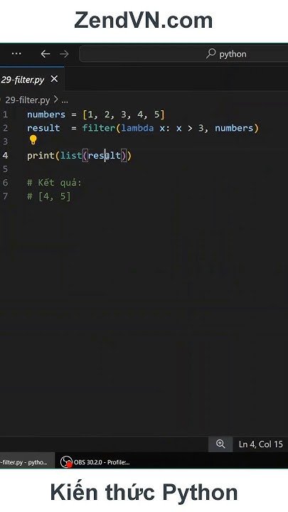 Các hàm thông dụng trong Python - 29 - Filter #python #laptrinhpython #hocpython #phamvuongquy ...