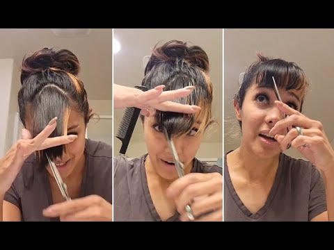 DIY Fringe Bangs Haircut Tutorial | How to Cut & Style Bangs at Home ...