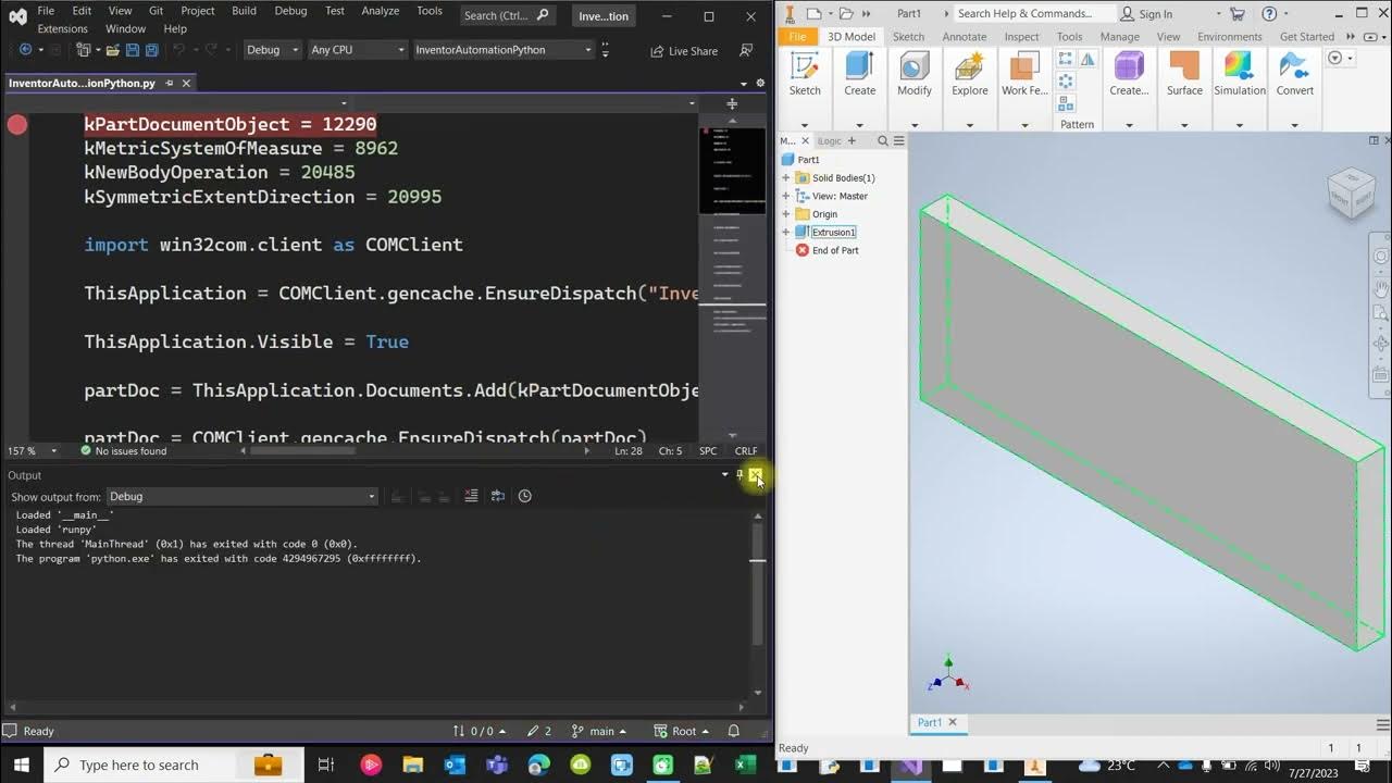 Inventor Automation using Python from Visual Studio - YouTube