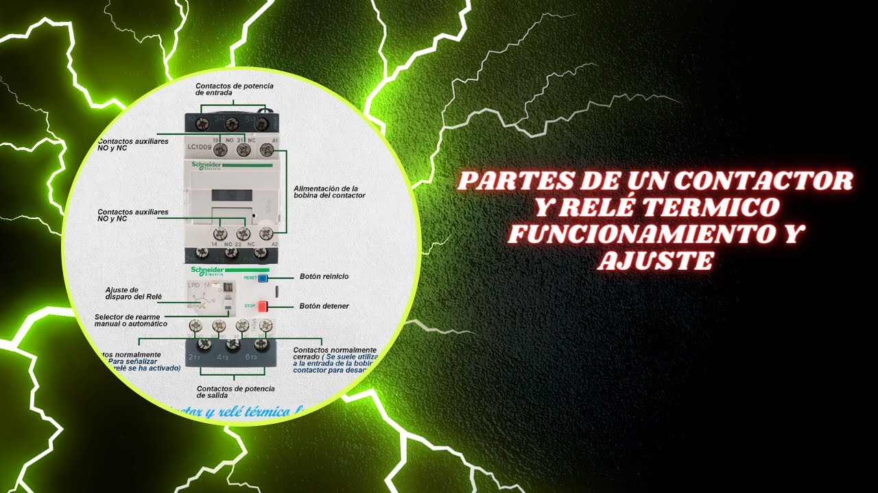 Partes de un contactor y relé termico funcionamiento y ajuste - YouTube