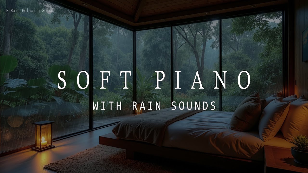 Tranquil Nights with Forest Rain and Gentle Piano 🎹💤 Cozy Bedroom ...