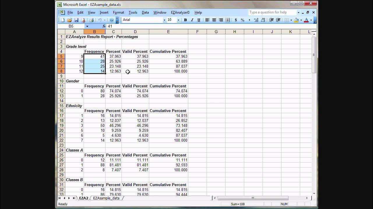 Using Descriptive Statistics in EZAnalyze - All Excel Versions - YouTube