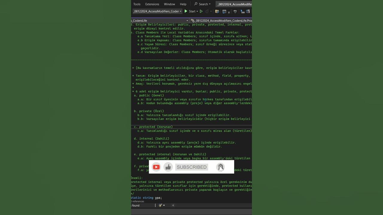 Access Modifiers (Erişim Belirleyiciler) nedir? #csharp #coding #shorts - YouTube
