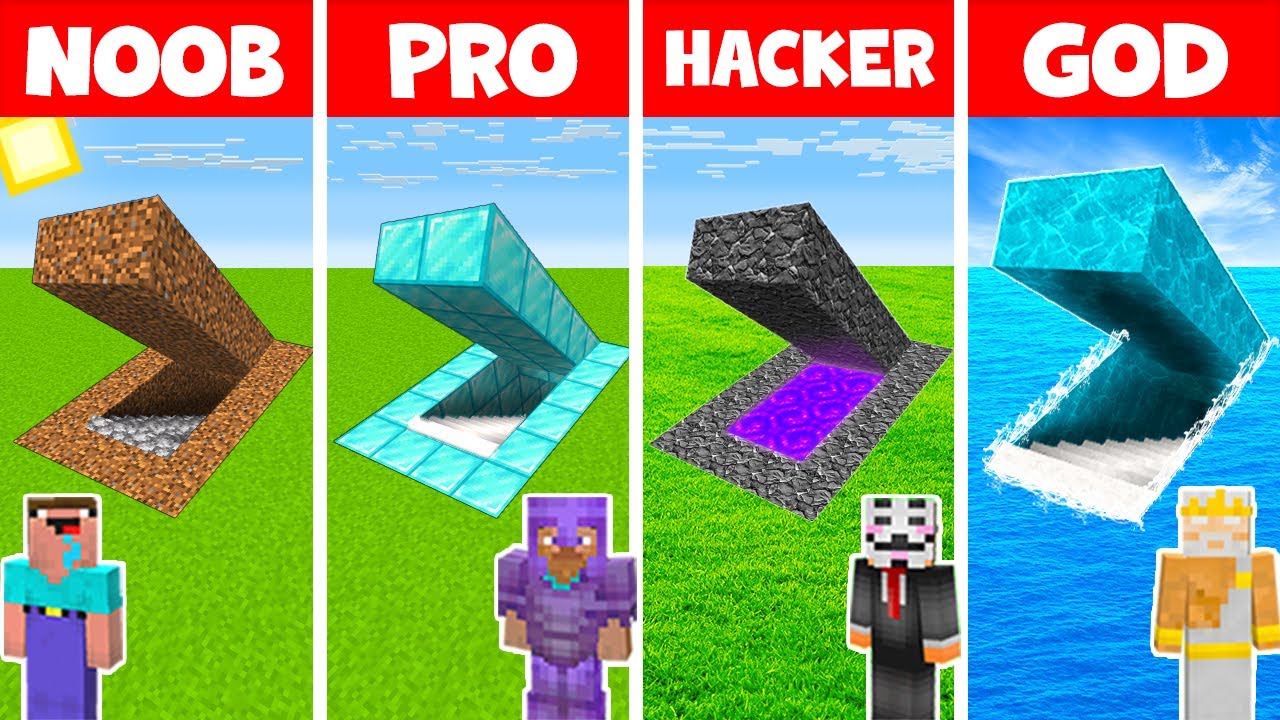 Minecraft NOOB vs PRO vs HACKER vs GOD: SECRET BASE BUILD CHALLENGE in Minecraft / Animation ...