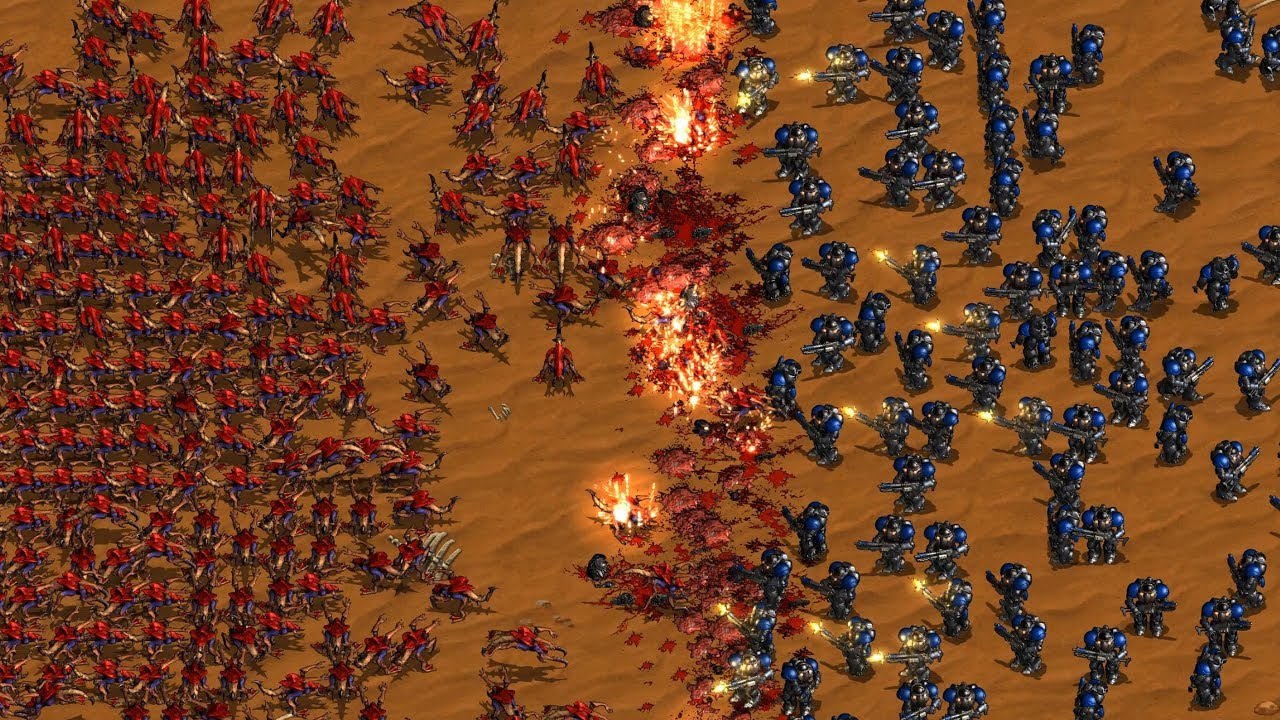 2000 ZERGLINGS vs 750 MARINES - StarCraft Remastered MASSIVE Battle ...