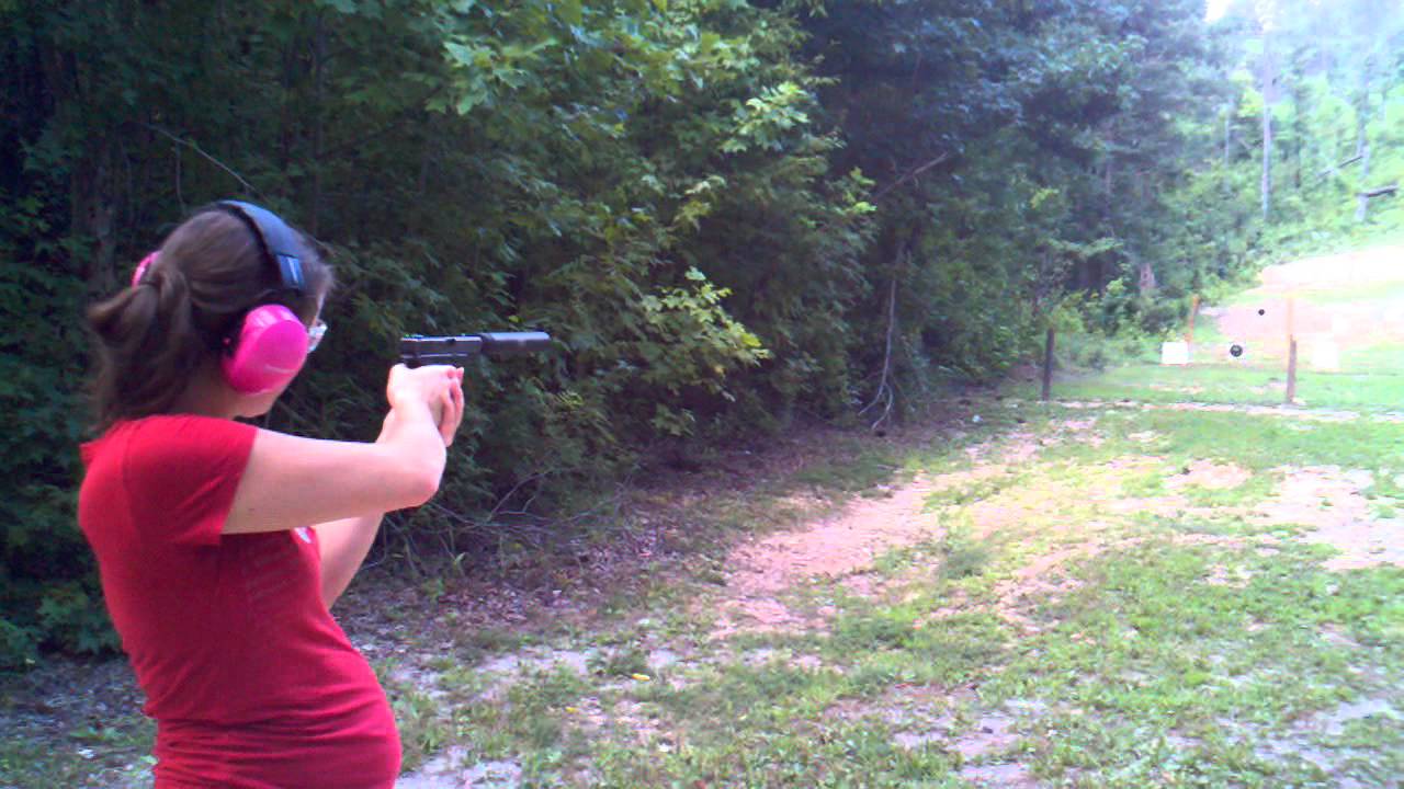 Baby's first gun range visit. - YouTube
