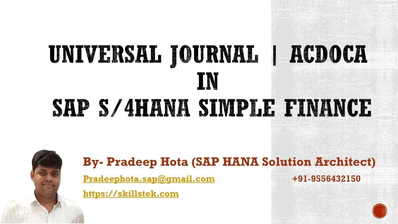 Acdoca Universal Journal Entry Line Items Table In Sap 60 Off