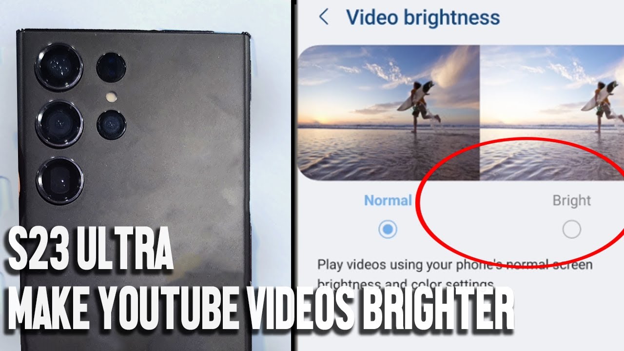 Samsung S23 (Ultra) - How to Increase YouTube Video Brightness - YouTube