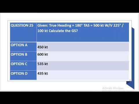 Given: True Heading = 180° TAS = 500 kt W/V 225° / 100 kt Calculate the GS? - YouTube