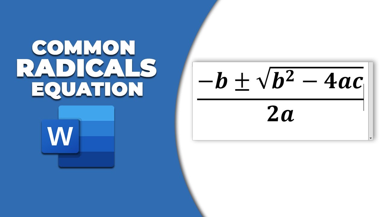 How to add common radicals equation in word shortcut - YouTube
