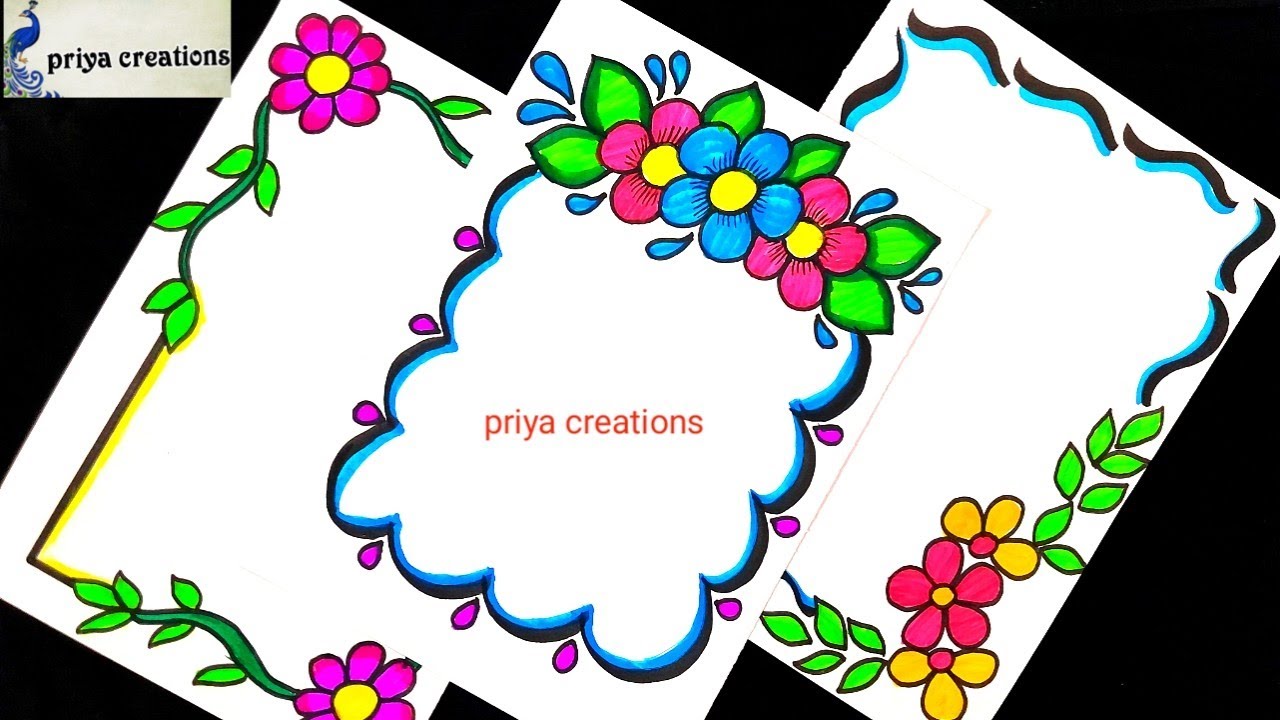 3 BEAUTIFUL BORDER DESIGNS/PROJECT WORK DESIGNS/A4 SHEET/FILE/FRONT ...