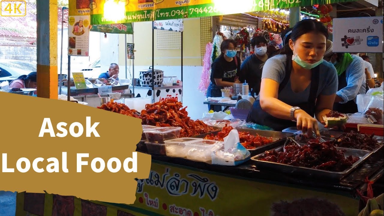 Walking around Asok Food Street Ruam Sab Market Bangkok Thailand[4K ...