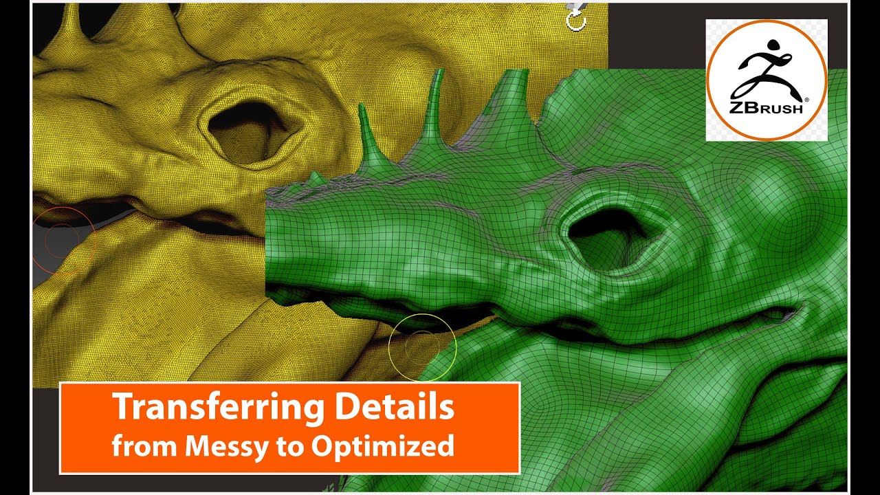 Super ZBrush Process: Projecting Messy Hi Res Geometry Onto Optimized ...
