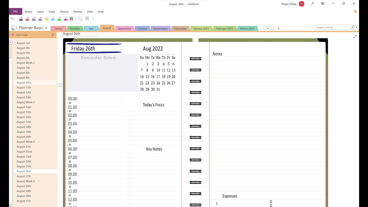 OneNote 24hr Digital Planner #onenote #digitalplanner #digitaljournal ...