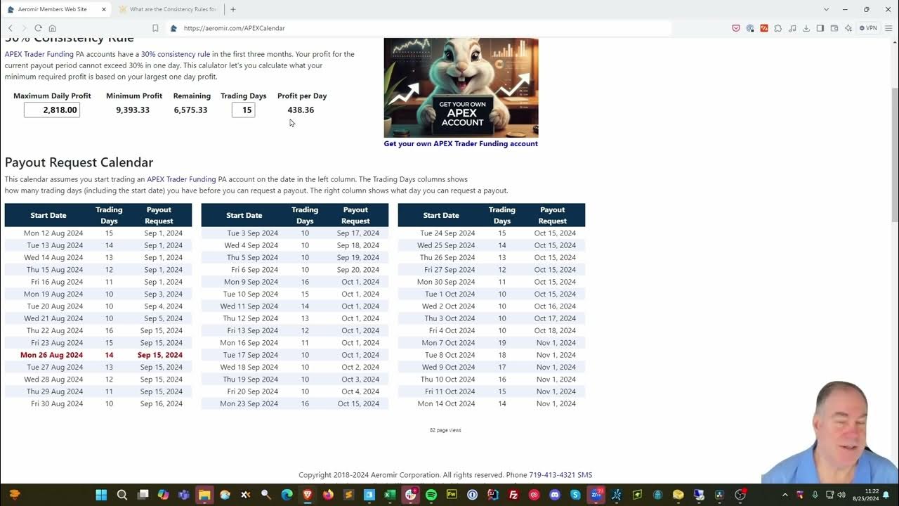 APEX Trader Funding 30% Consistency Rule Calculator and Payout Request Calendar - YouTube