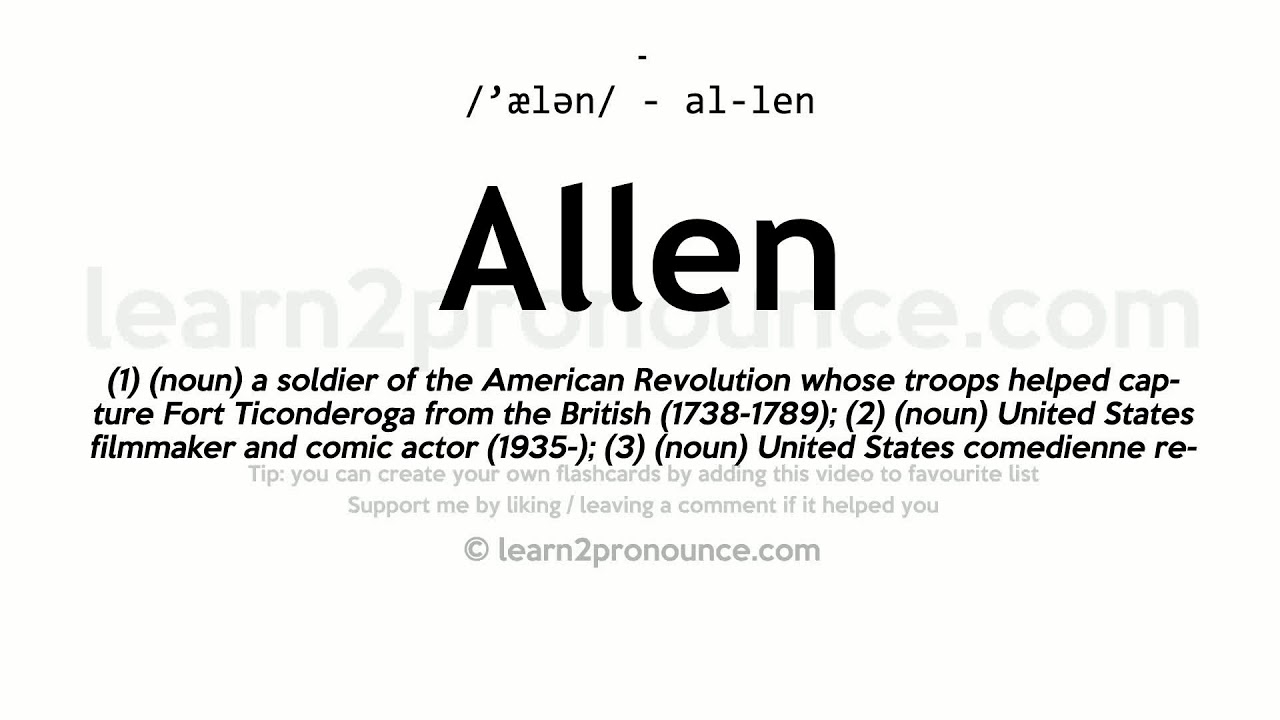 Pronunciation of Allen | Definition of Allen - YouTube