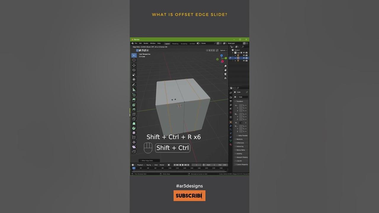 Blender Tip Offset Edge Slide | AR3Designs Daily Blender 3D Tips - YouTube
