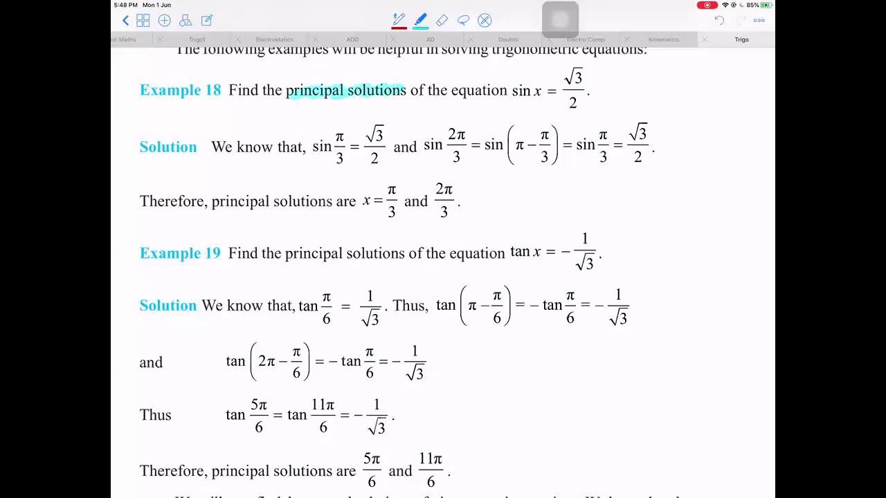 Class 11 Maths : General Solutions of Sinx, Cosx & Tanx - YouTube