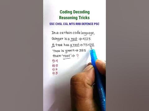 Coding Decoding | Coding Decoding Reasoning Tricks| Reasoning for SSC GD CHSL MTS WBPSC |#shorts ...