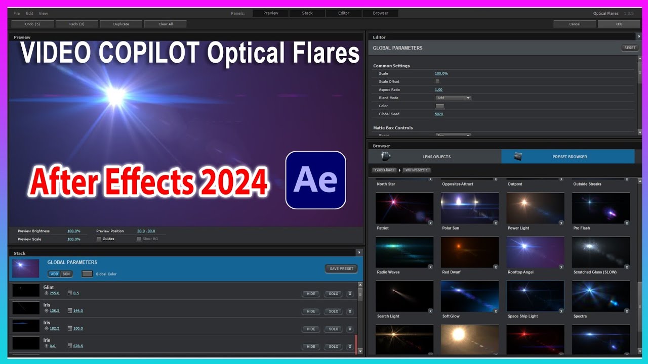 After Effects 2024 VIDEO COPILOT_ Optical Flares install and Review - YouTube