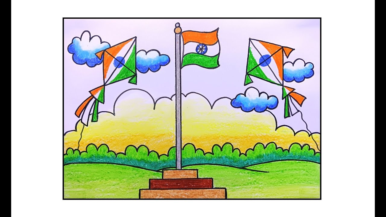 REPUBLIC DAY DRAWING EASY/HOW TO DRAW REPUBLIC DAY SCENERY/REPUBLIC DAY ...
